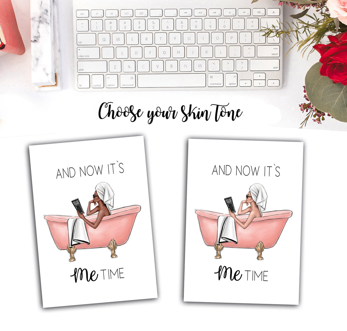 Girl in blush pink bathroom art print fashion illustration – Lalana Arts