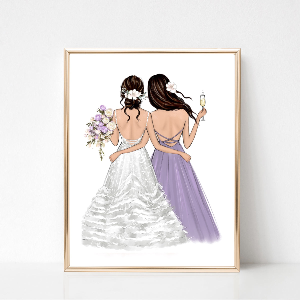 Custom bride and bridesmaid art print – Lalana Arts