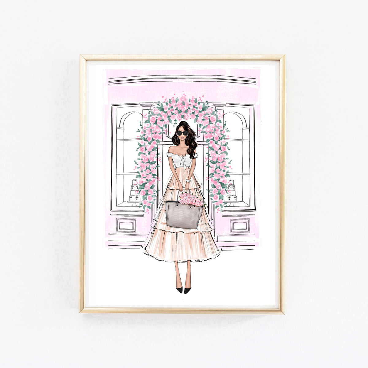 Spring vibes floral shop vitrine girly art print fashion illustration ...